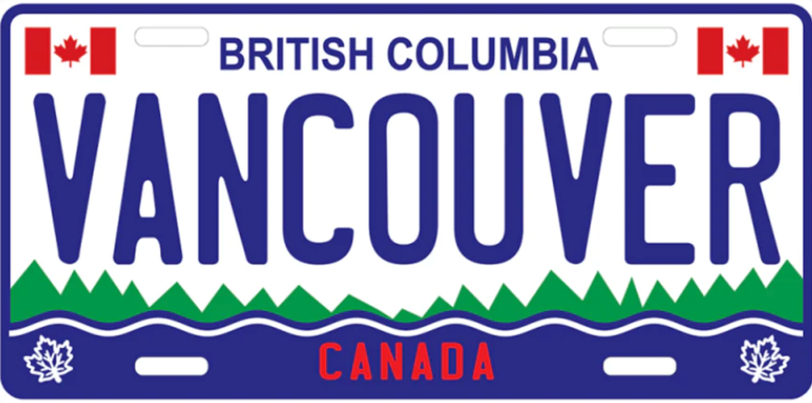 License Plate 12 × 6 inch - Personalized Vancouver – BIGGLE Souvenirs ...
